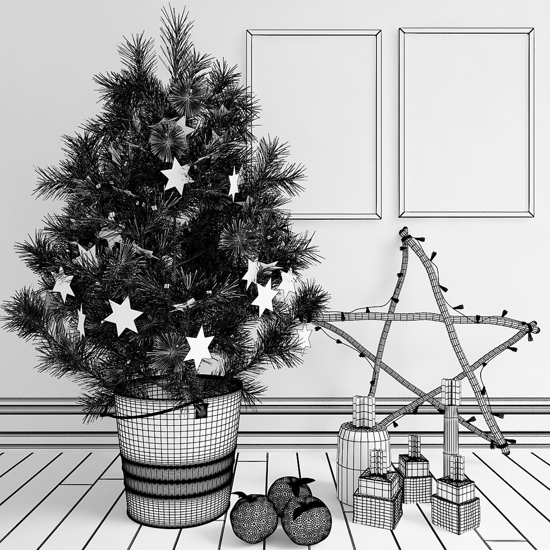 3d Model Fir-tree New Year Set