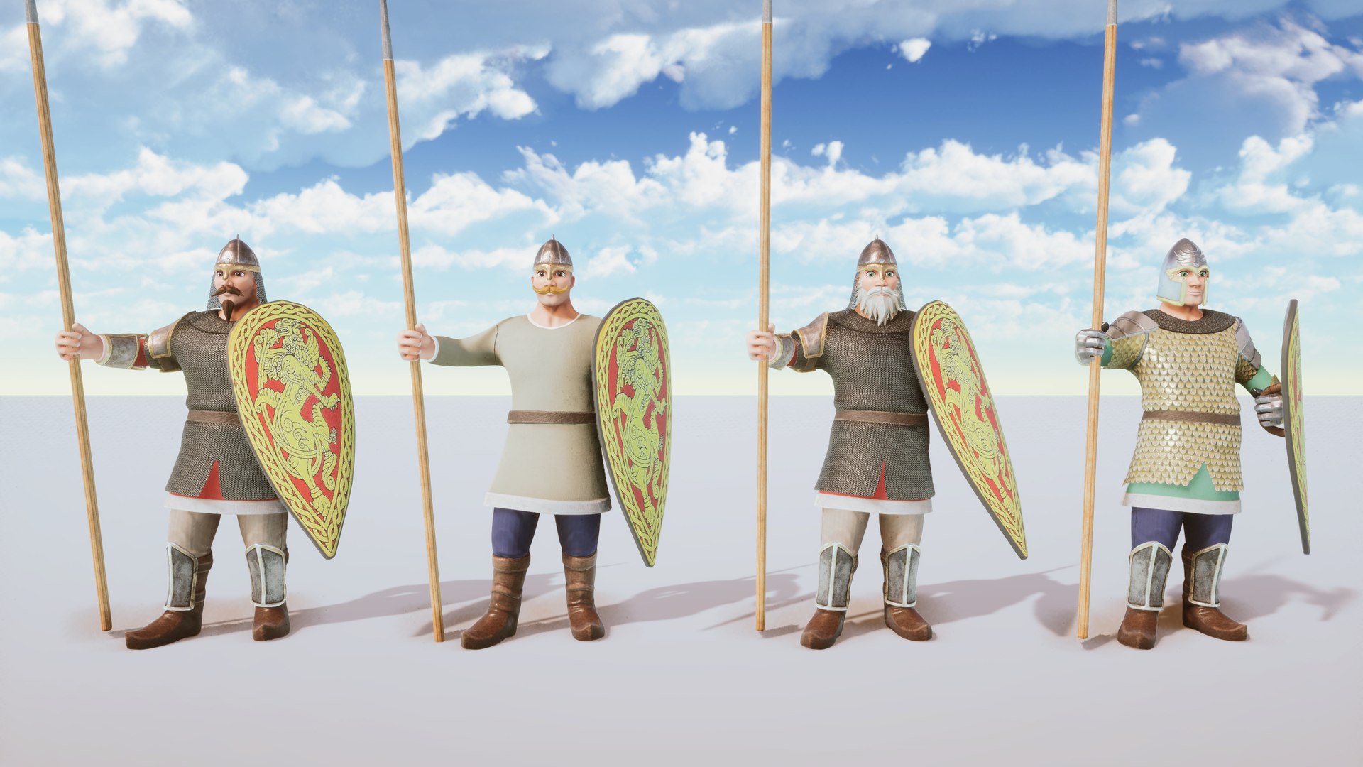 3D Stylized Medieval Guards Kit Rigged With Shape Keys - TurboSquid 2083943