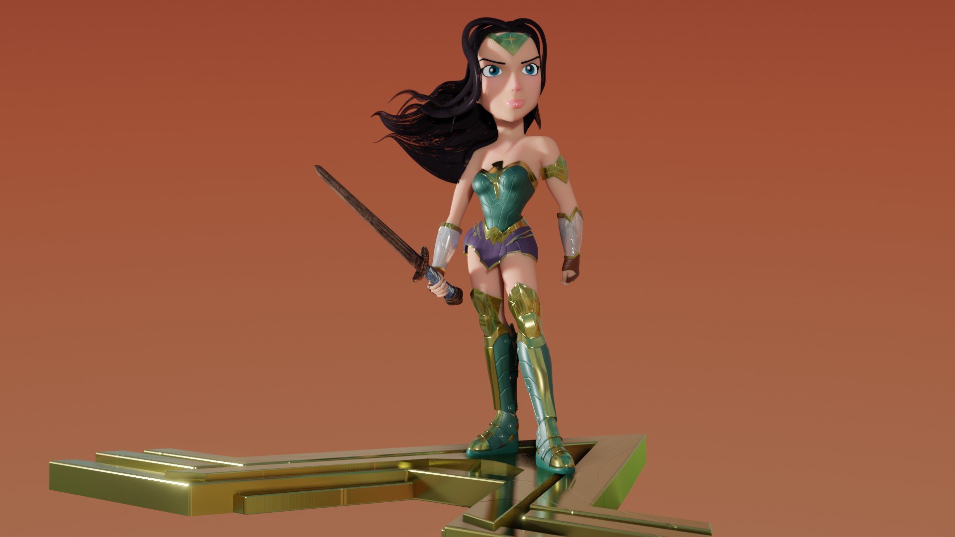 3D Amazon Woman Cartoon Style Model - TurboSquid 1869617