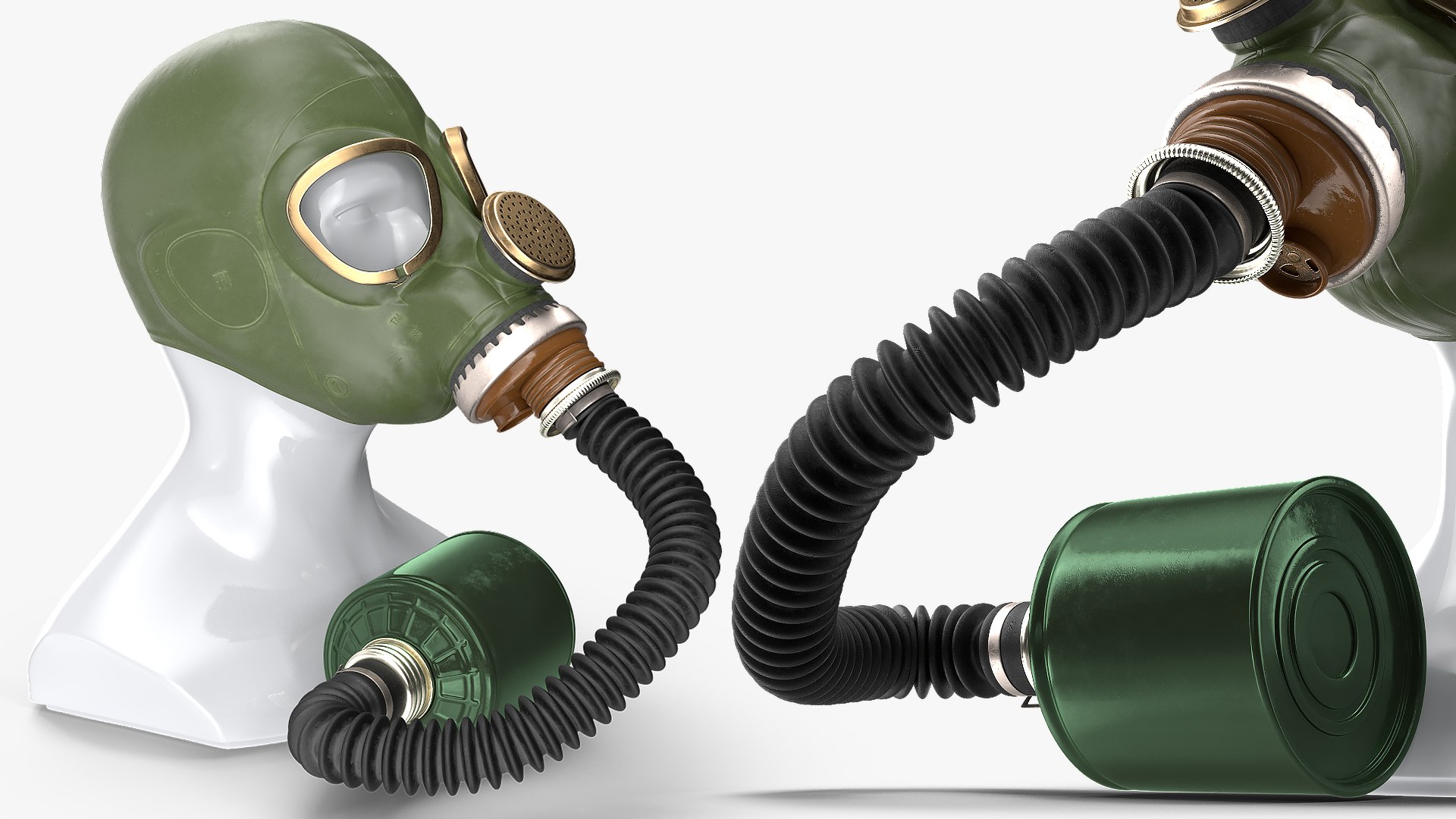 3D Green Gas Mask Long Model - TurboSquid 1572925