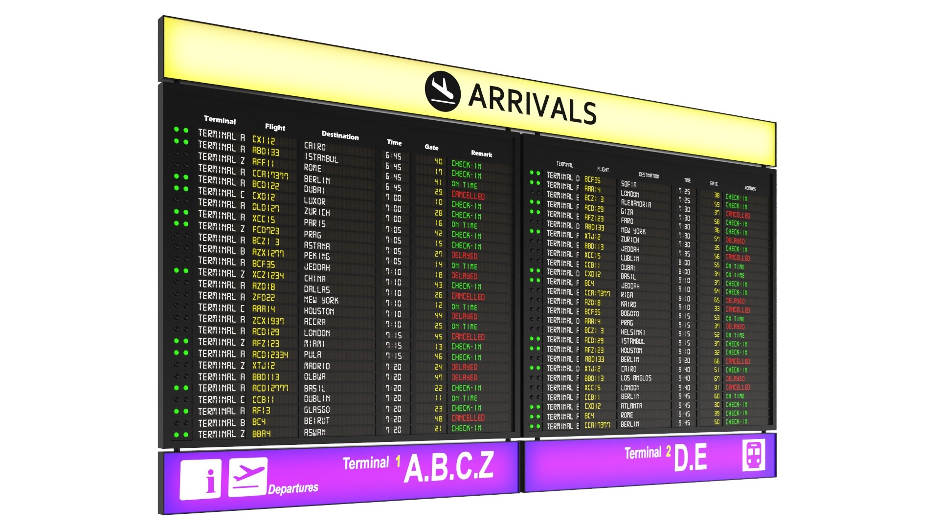 Airport Timetable model - TurboSquid 1860656