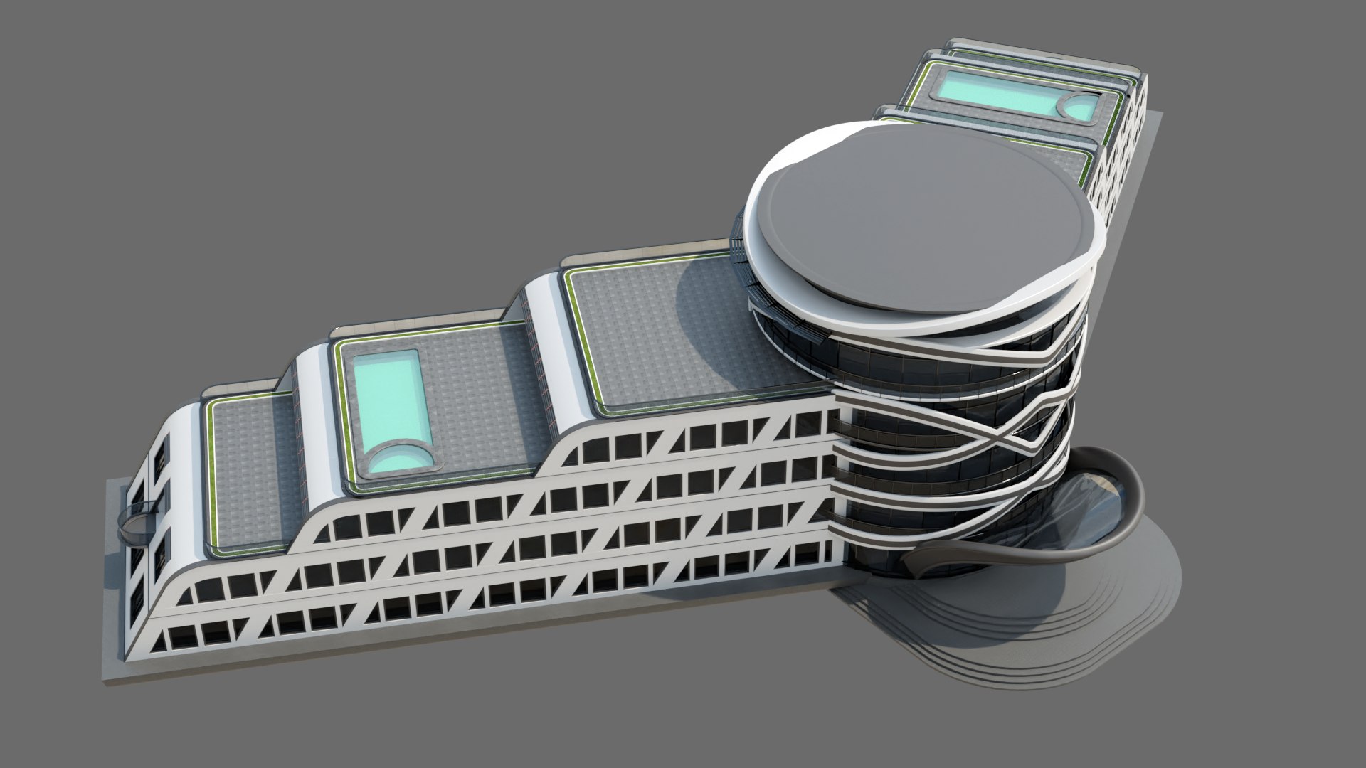 3D Beach Hotel Model - TurboSquid 2028943