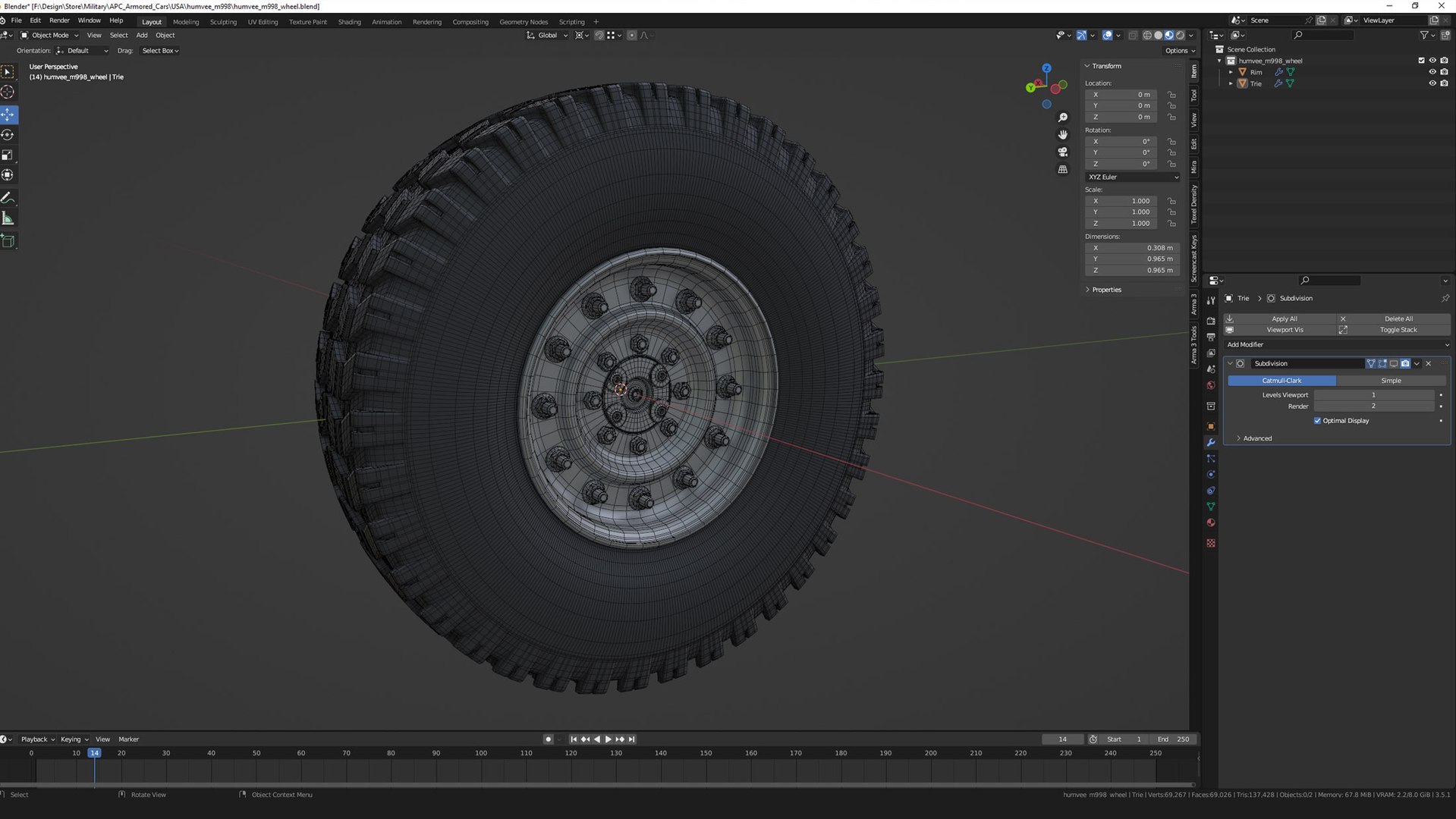 3D HMMWV M998 Wheel High-Poly Model - TurboSquid 2138165