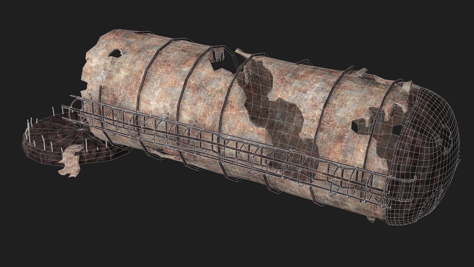 3D POST APO SILO SILOS RUINS TANK DESTROYED SURVIVAL COLLECTION model ...