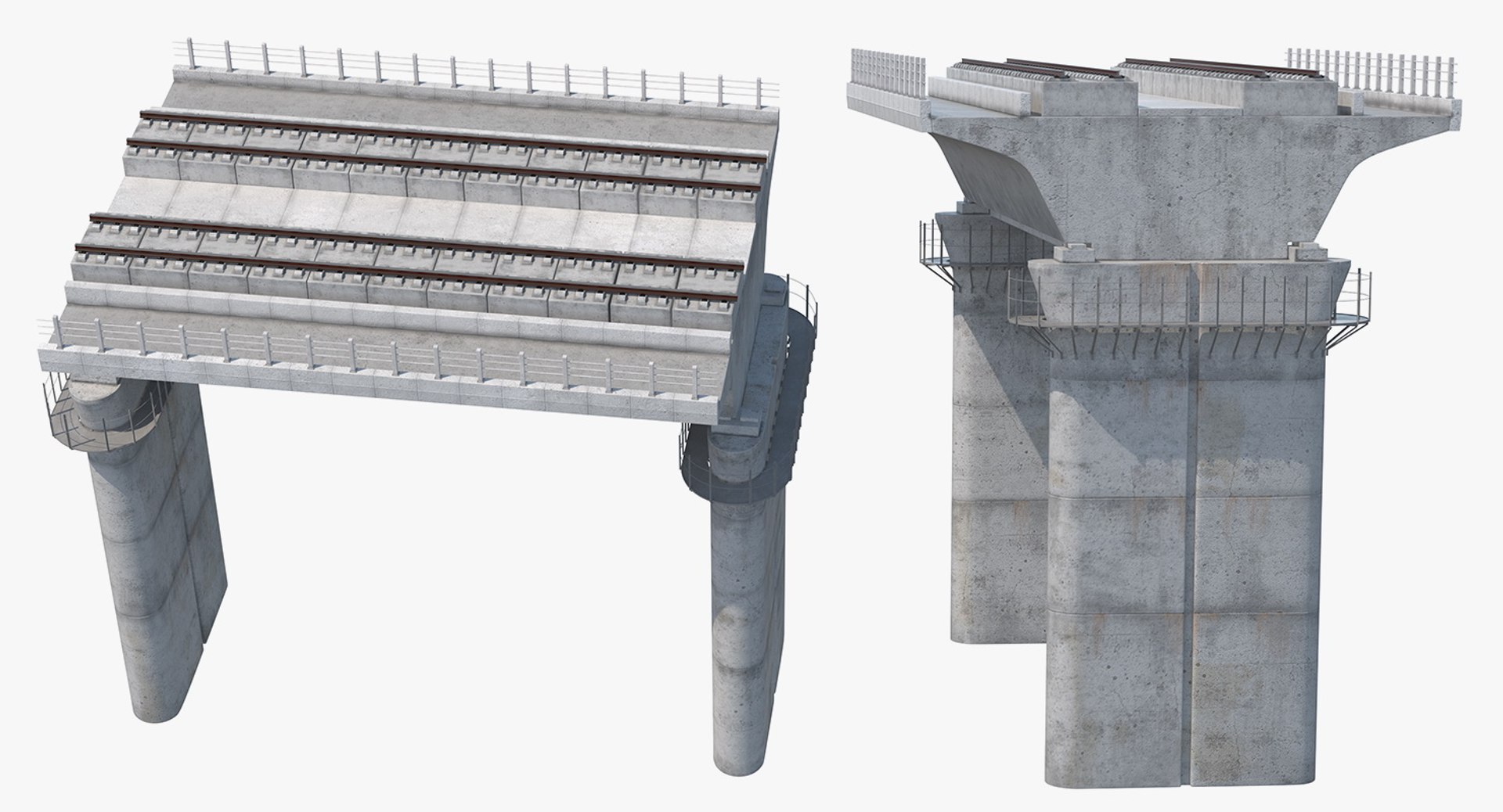 3D Rail Bridge Section Model - TurboSquid 1369783
