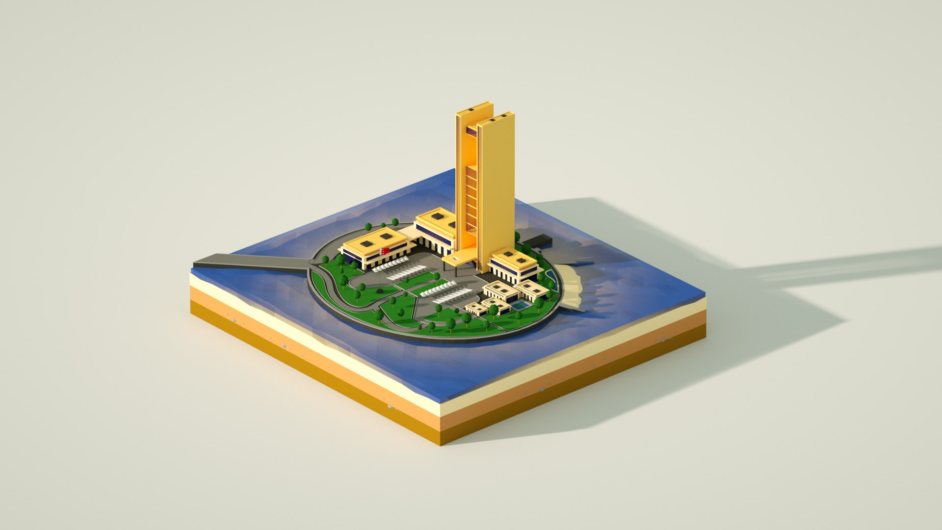 modelo 3d Four Seasons Hotel Bahrain Low poly 3D model - TurboSquid 2070471
