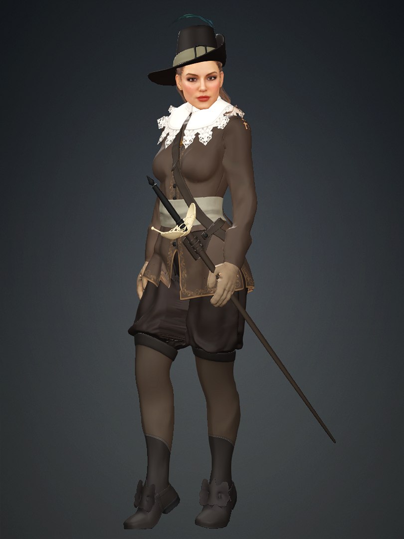 3D Model Realistic Rigged Western Warrior Girl Character 3D Model ...