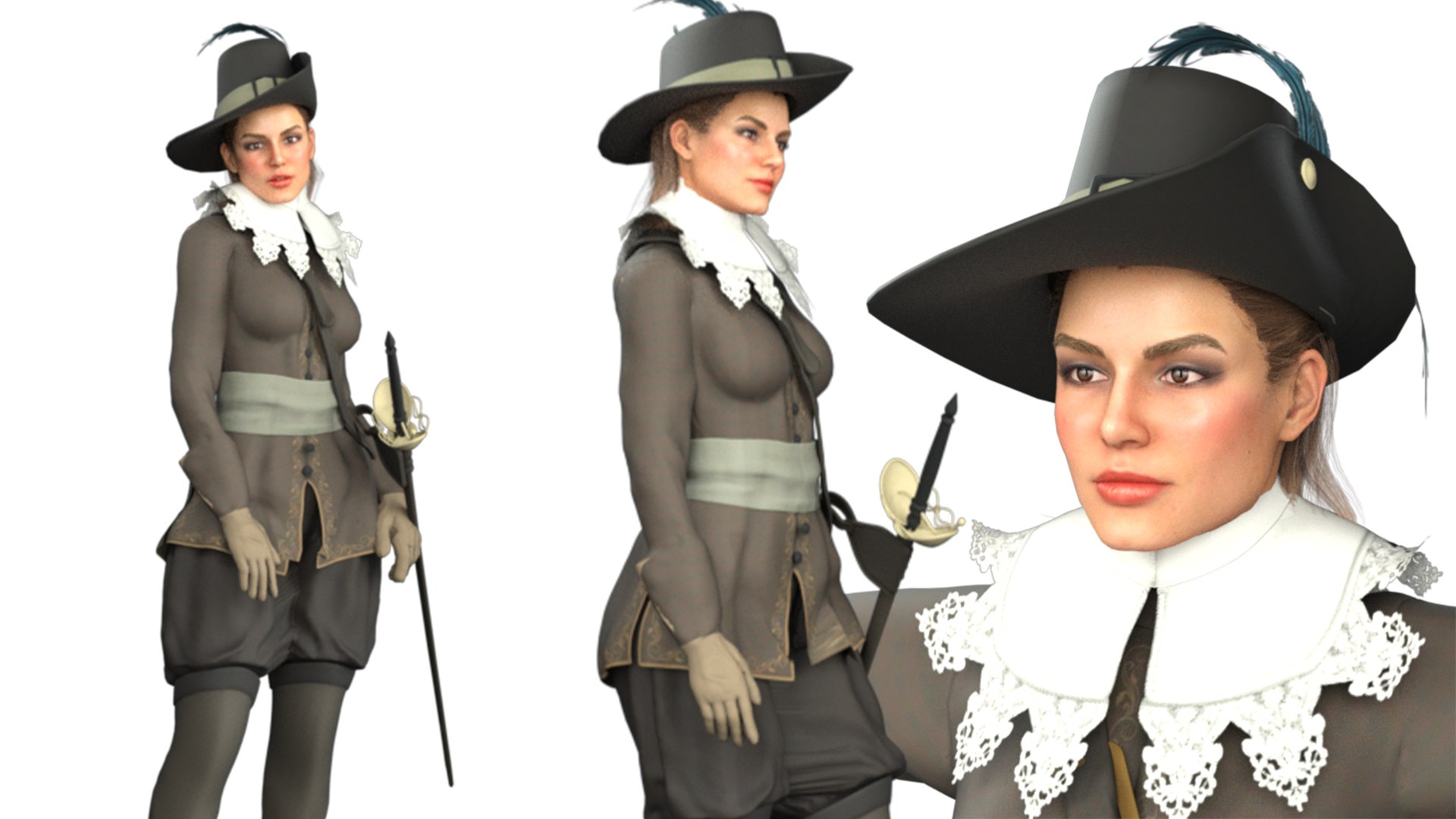 3D model Realistic Rigged Western Warrior Girl Character 3D Model ...