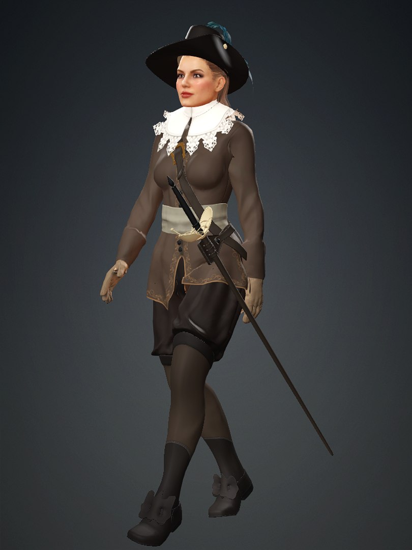 3D model Realistic Rigged Western Warrior Girl Character 3D Model ...