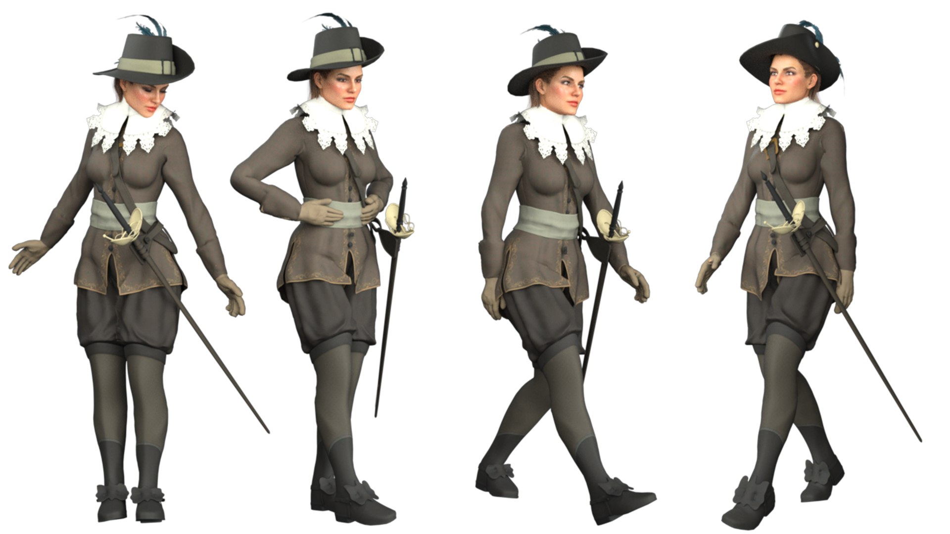 3D model Realistic Rigged Western Warrior Girl Character 3D Model ...