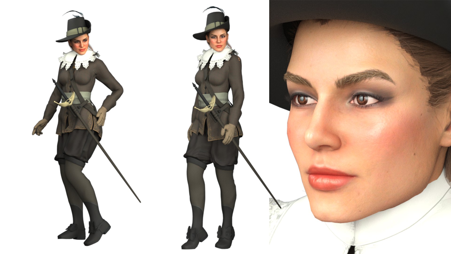 3D model Realistic Rigged Western Warrior Girl Character 3D Model ...