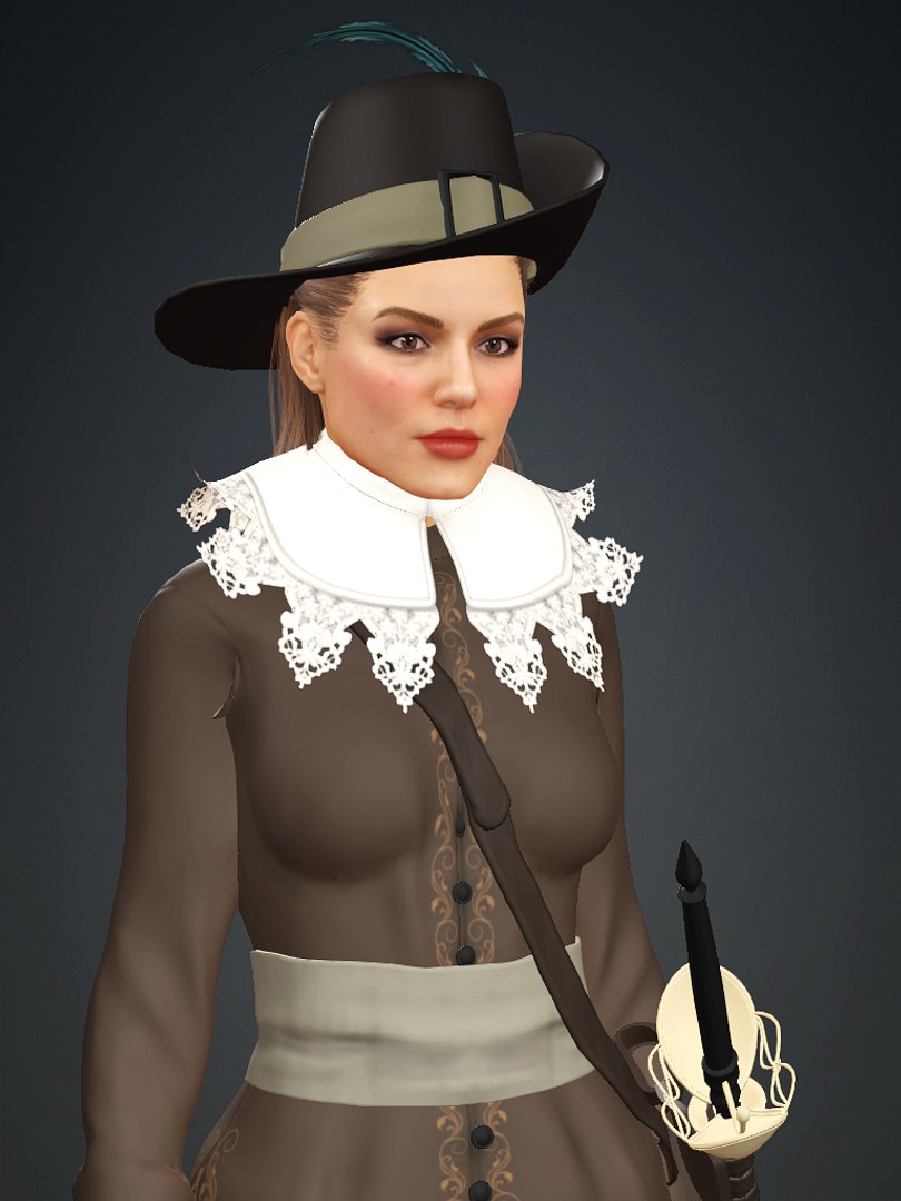 3D model Realistic Rigged Western Warrior Girl Character 3D Model ...