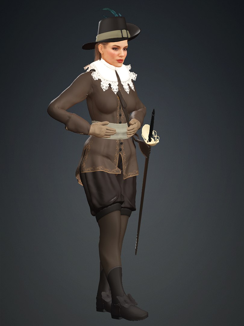 3D model Realistic Rigged Western Warrior Girl Character 3D Model ...