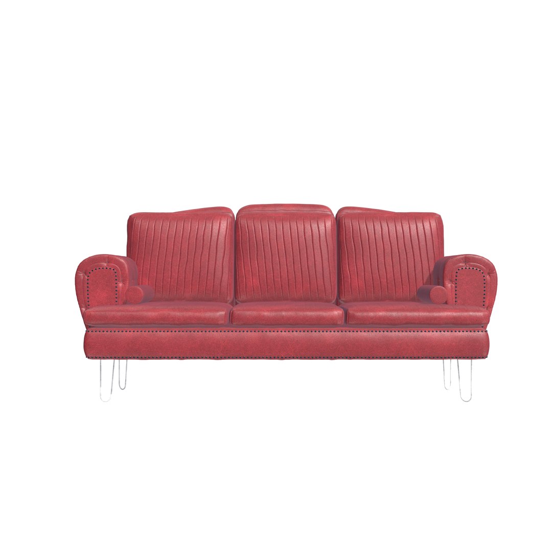 Retro Diner Red Sofa 3D Model - TurboSquid 2207915