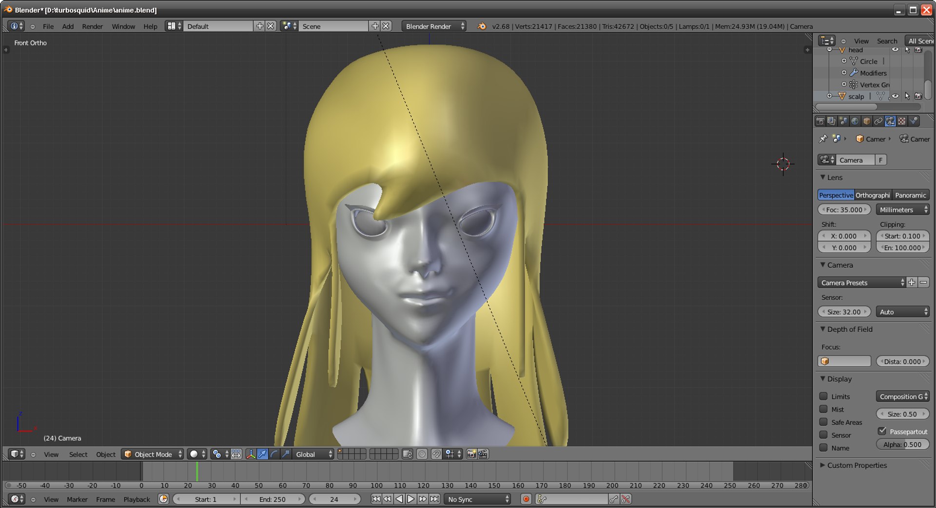girl head 3d blend