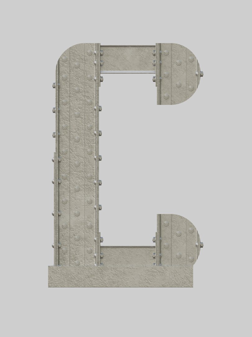 3D Steel Construction Font - Letter C - TurboSquid 1894701