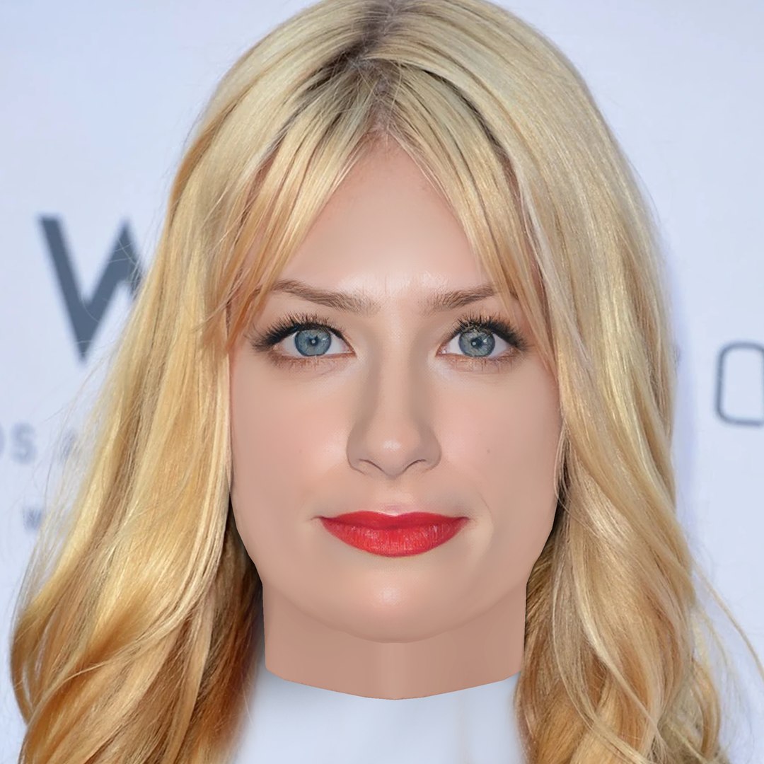 3D Beth Behrs Head - No Hair - Low Poly Head For Game Model ...