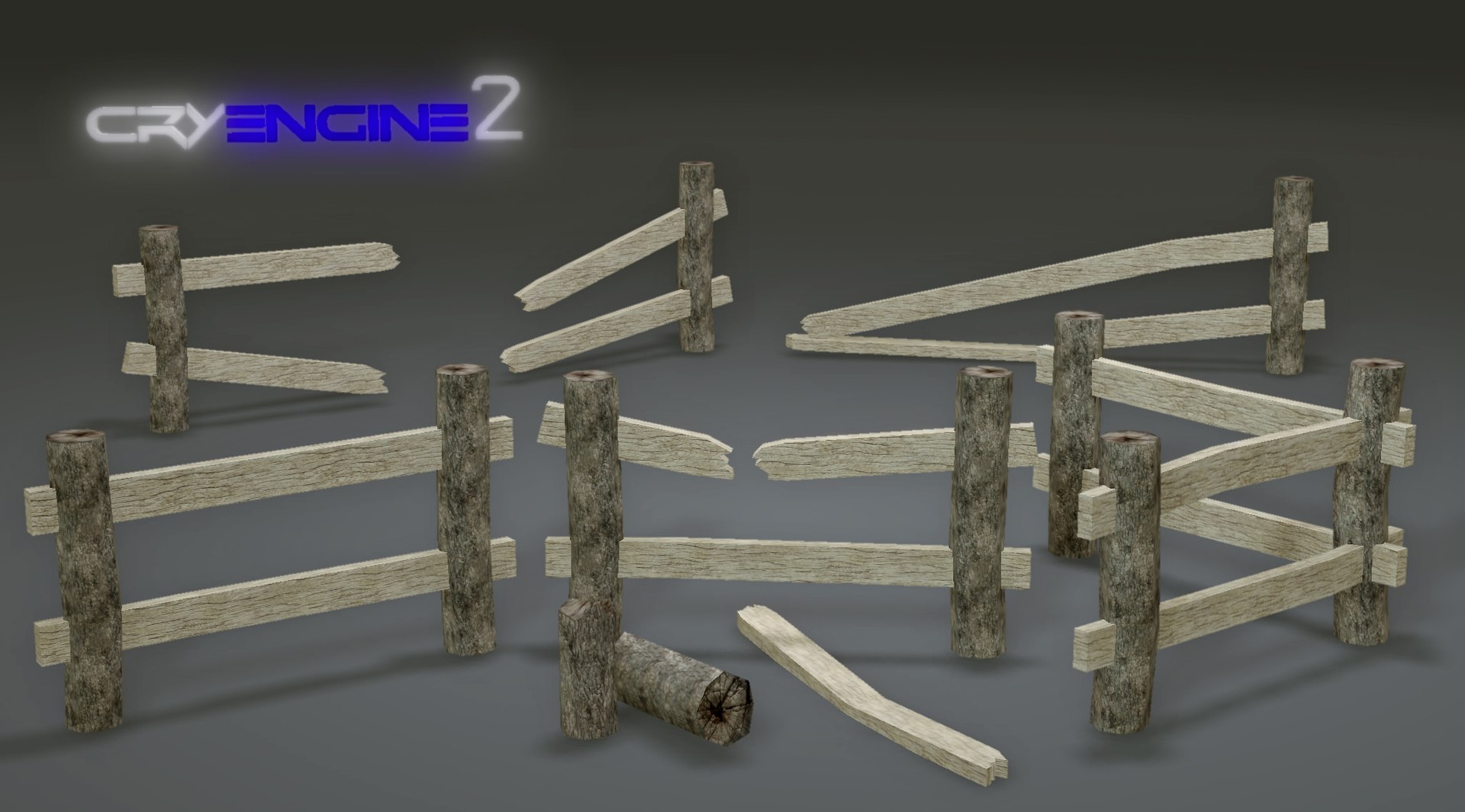 Free Pack Wooden Fences Modular 3d Model