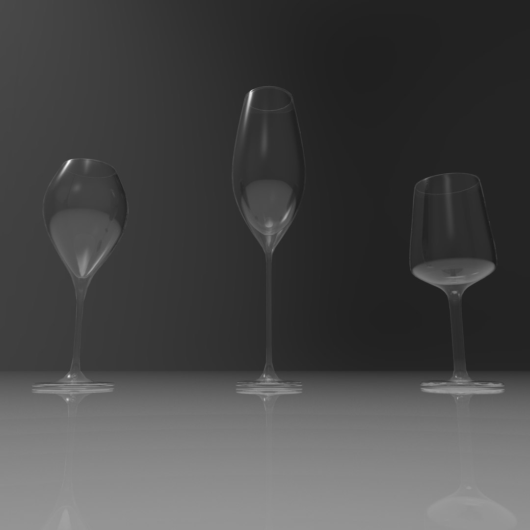 3d model wine glasses set