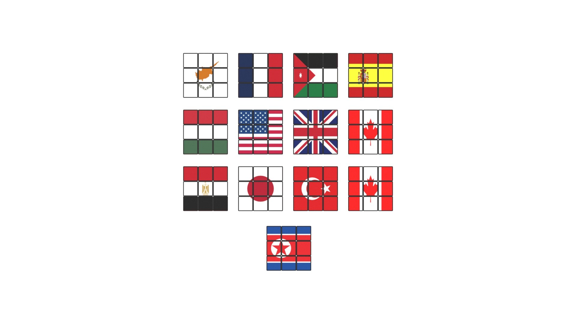 Rubiks Cubes With Flags Set Model - TurboSquid 1846245