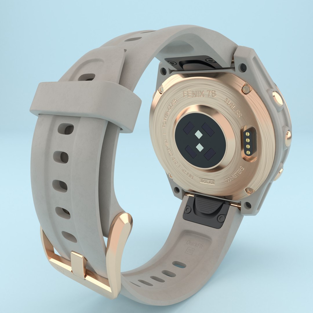 Garmin Fenix 7S Solar Rose Gold Sports Watch With Slate White Silicone ...