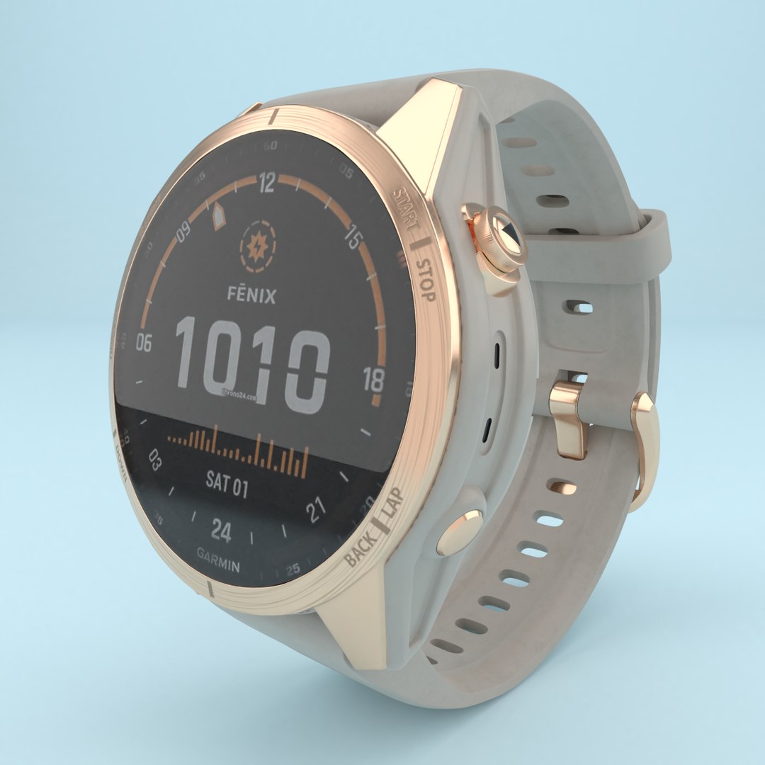 Garmin Fenix 7S Solar Rose Gold Sports Watch With Slate White Silicone ...