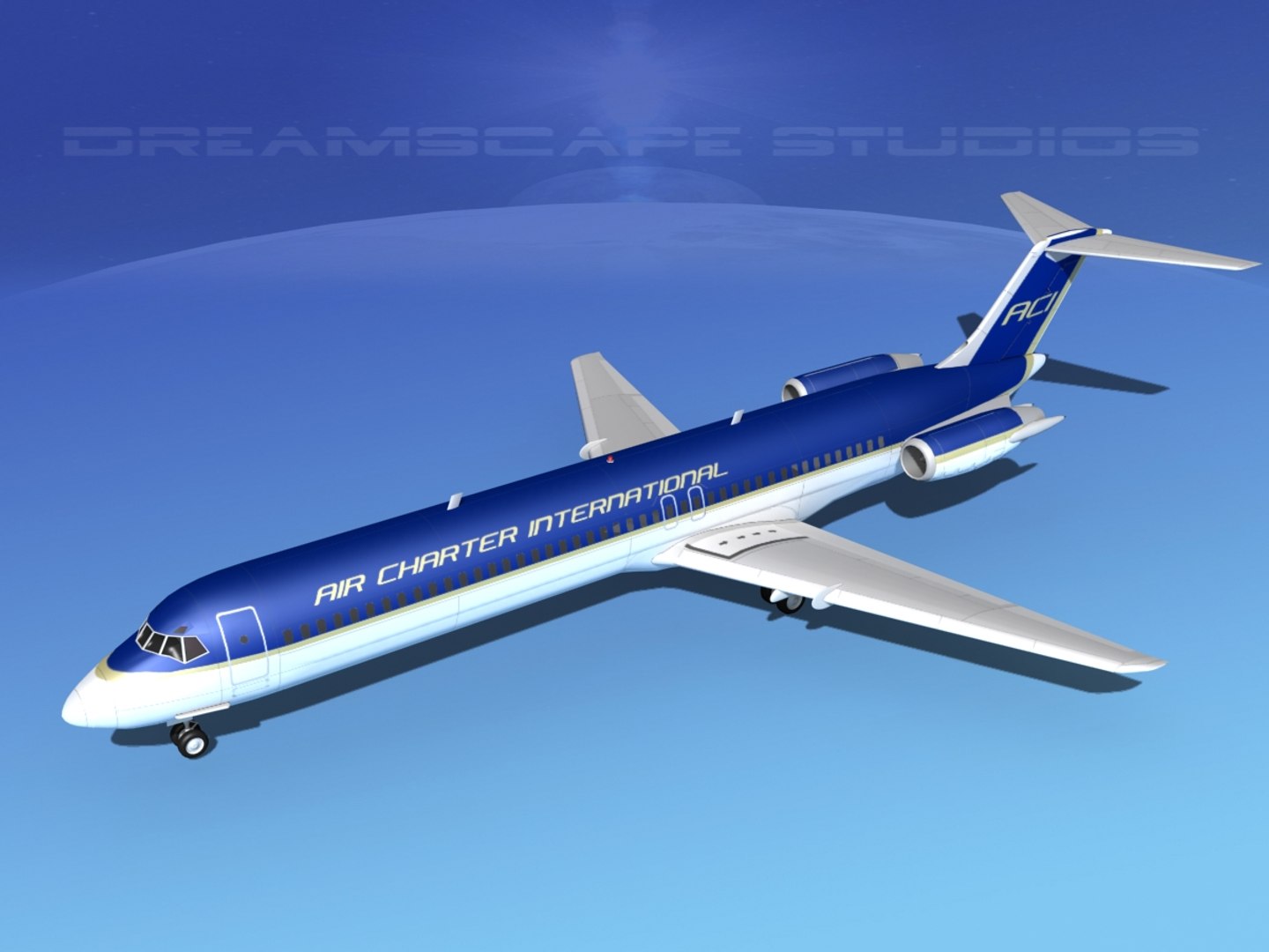 3d Turbines Dc-9-50 Douglas Dc-9 Aircraft Model