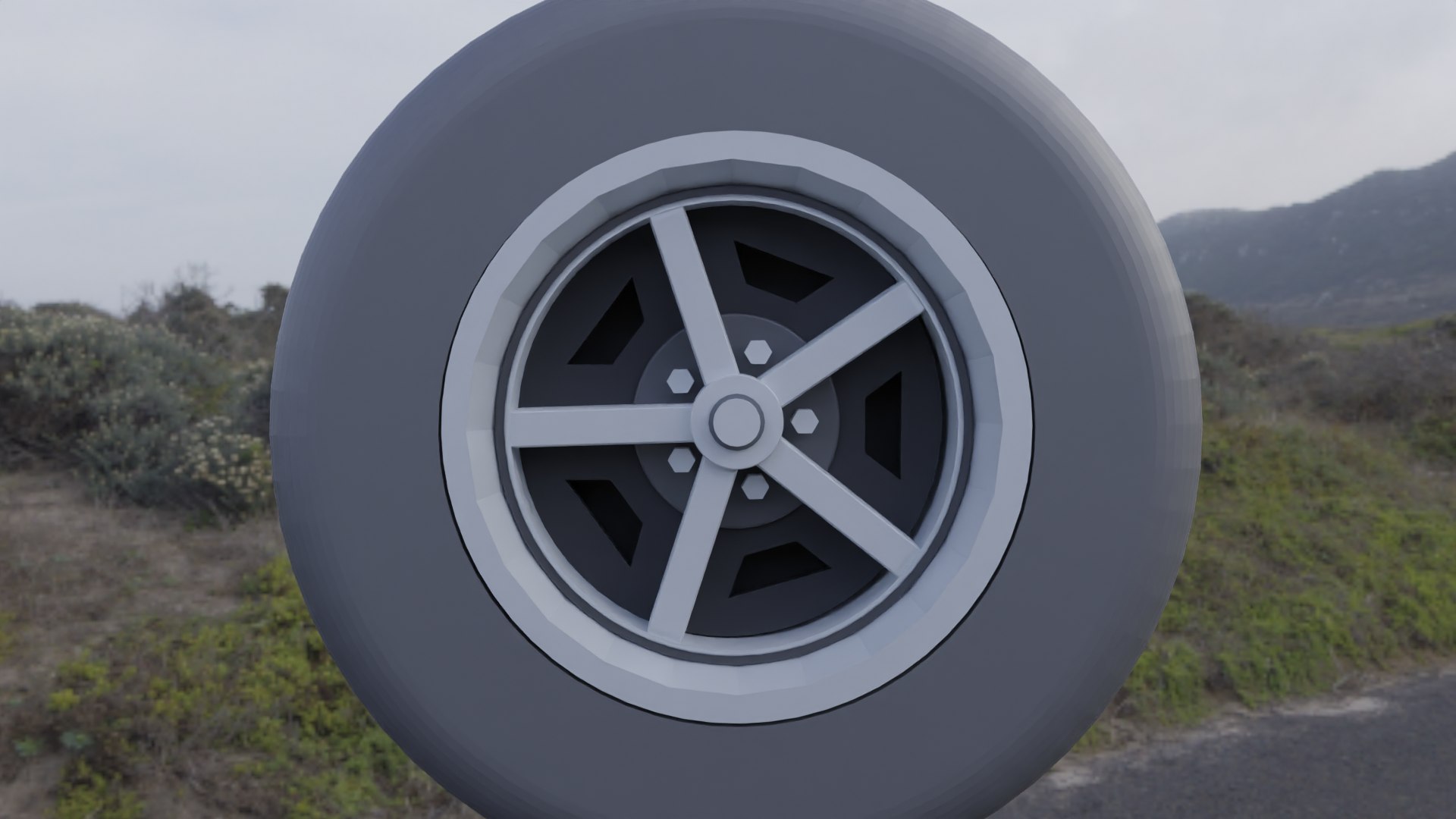 3D 5 Spoked Muscle Car Wheel - TurboSquid 2265210