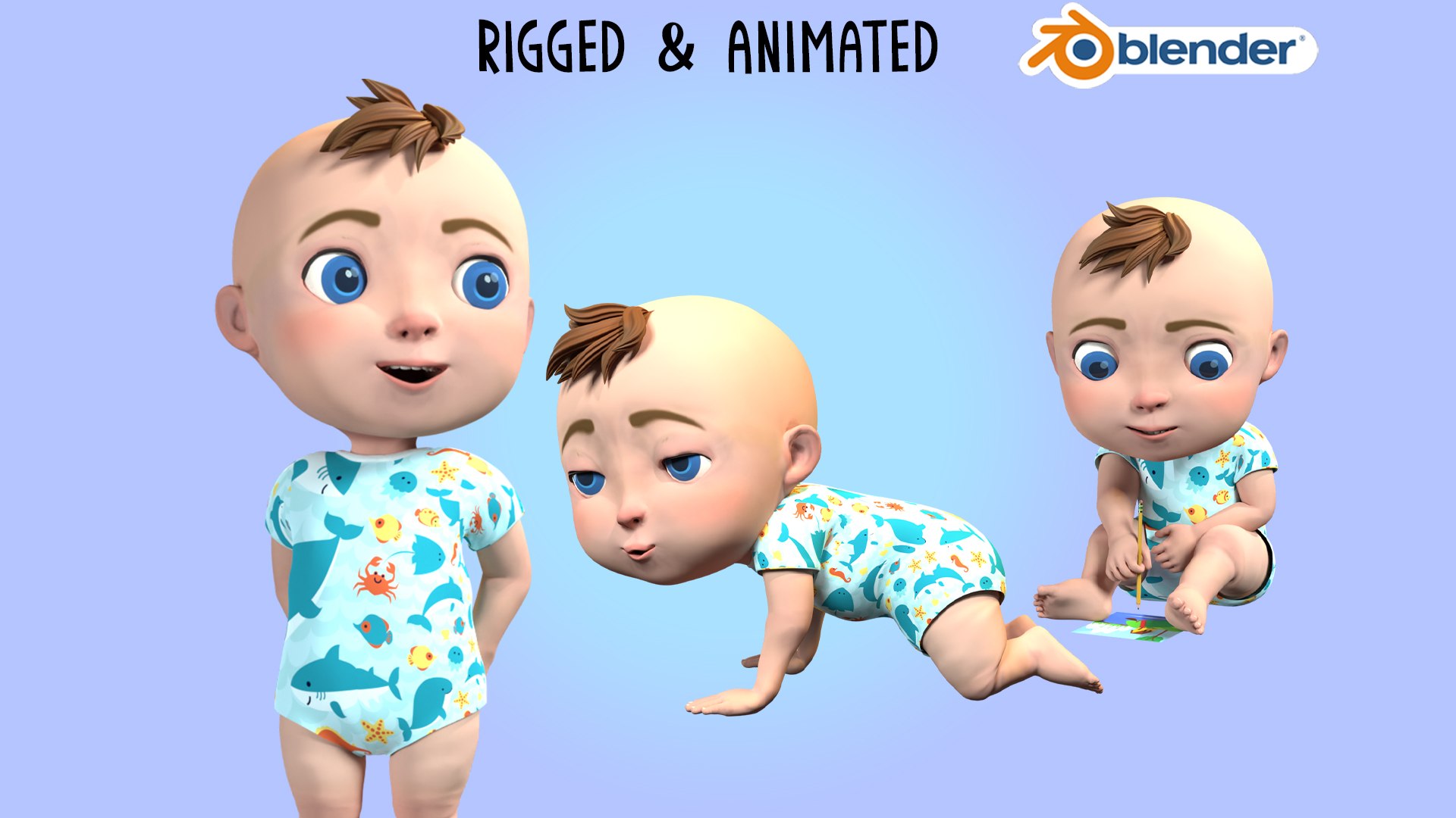 Cartoon baby rigged 3D model - TurboSquid 1993237