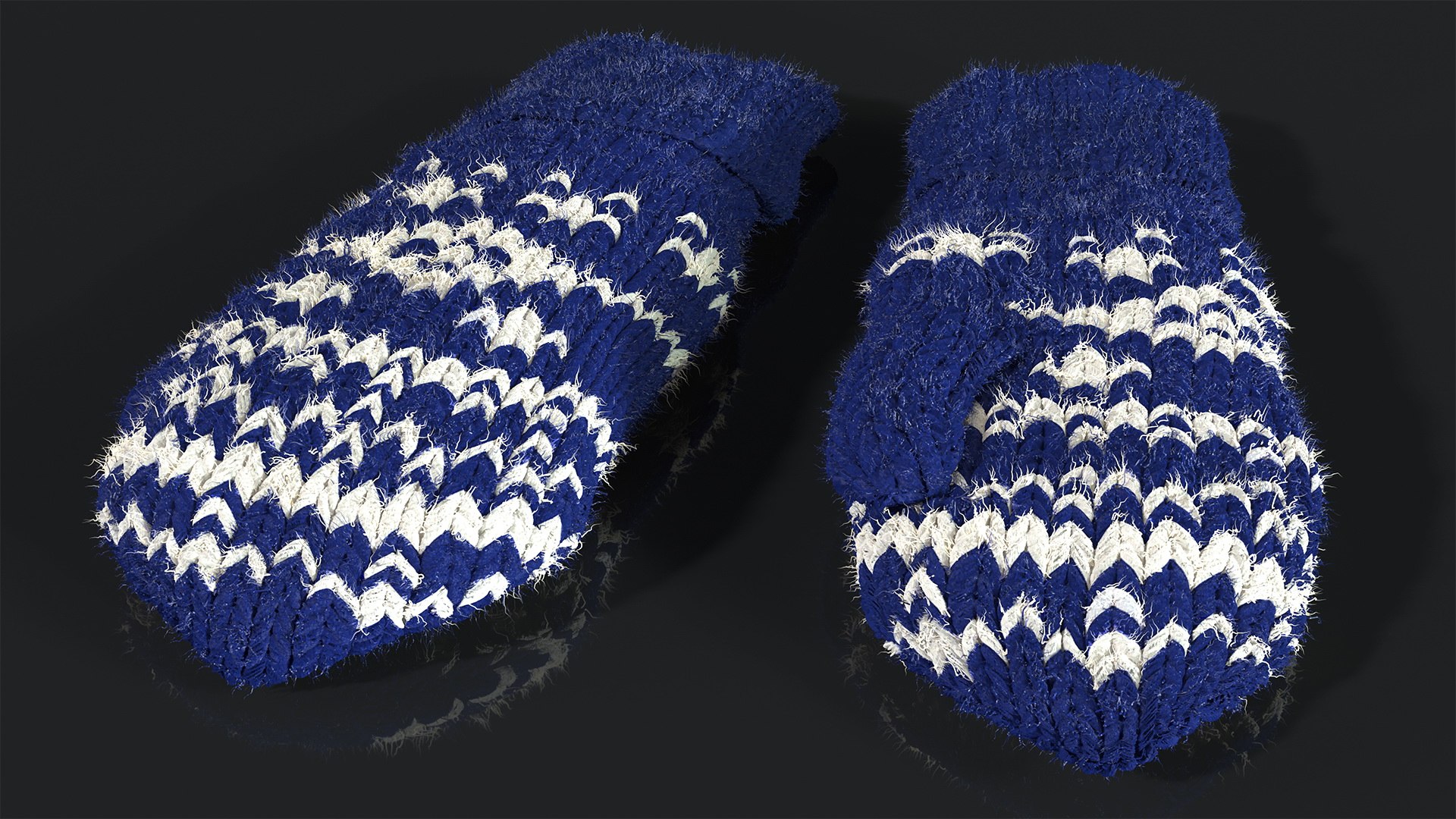 3D Knitted Blue Wool Mittens - TurboSquid 1567114