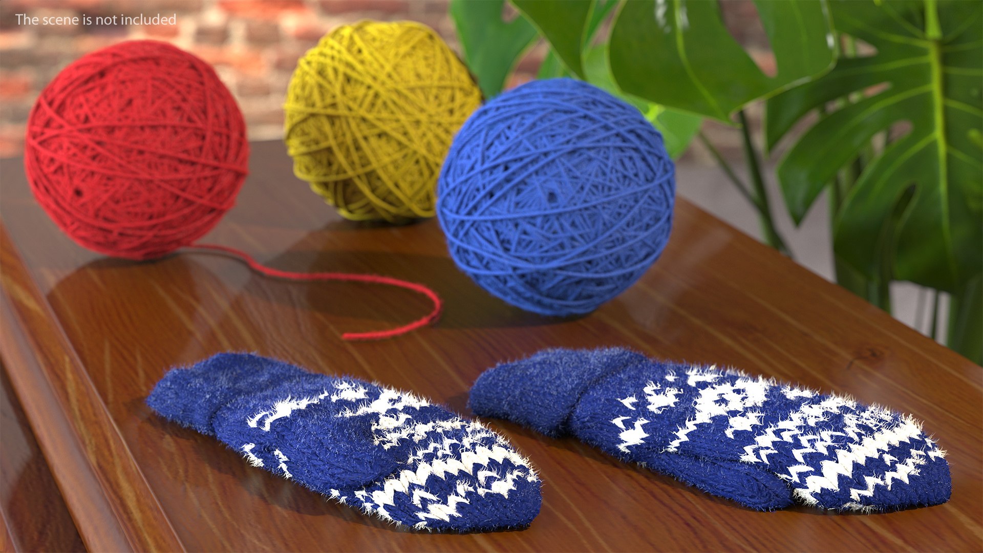 3D Knitted Blue Wool Mittens - TurboSquid 1567114
