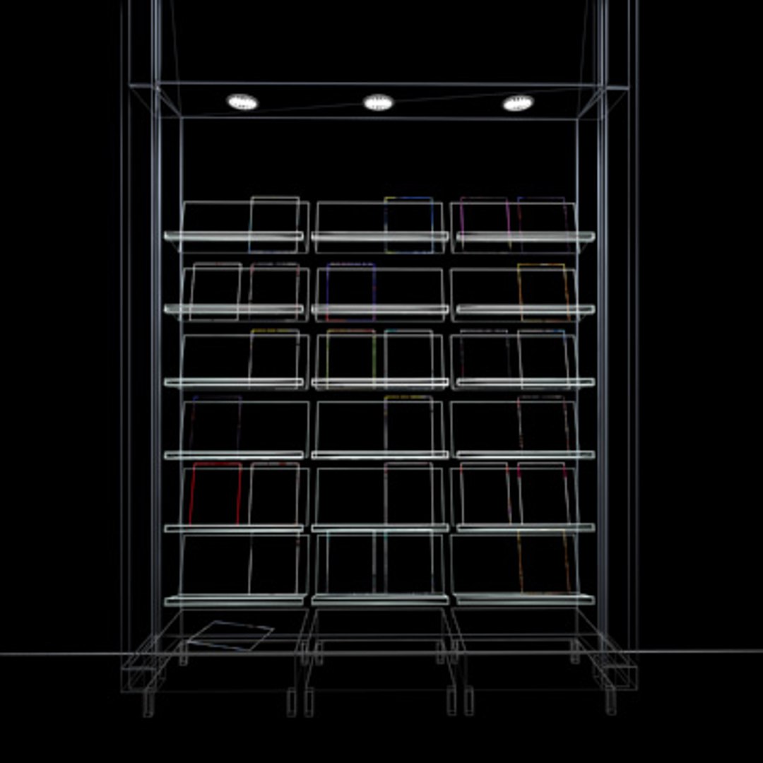3d model of full-height magazine rack shelving