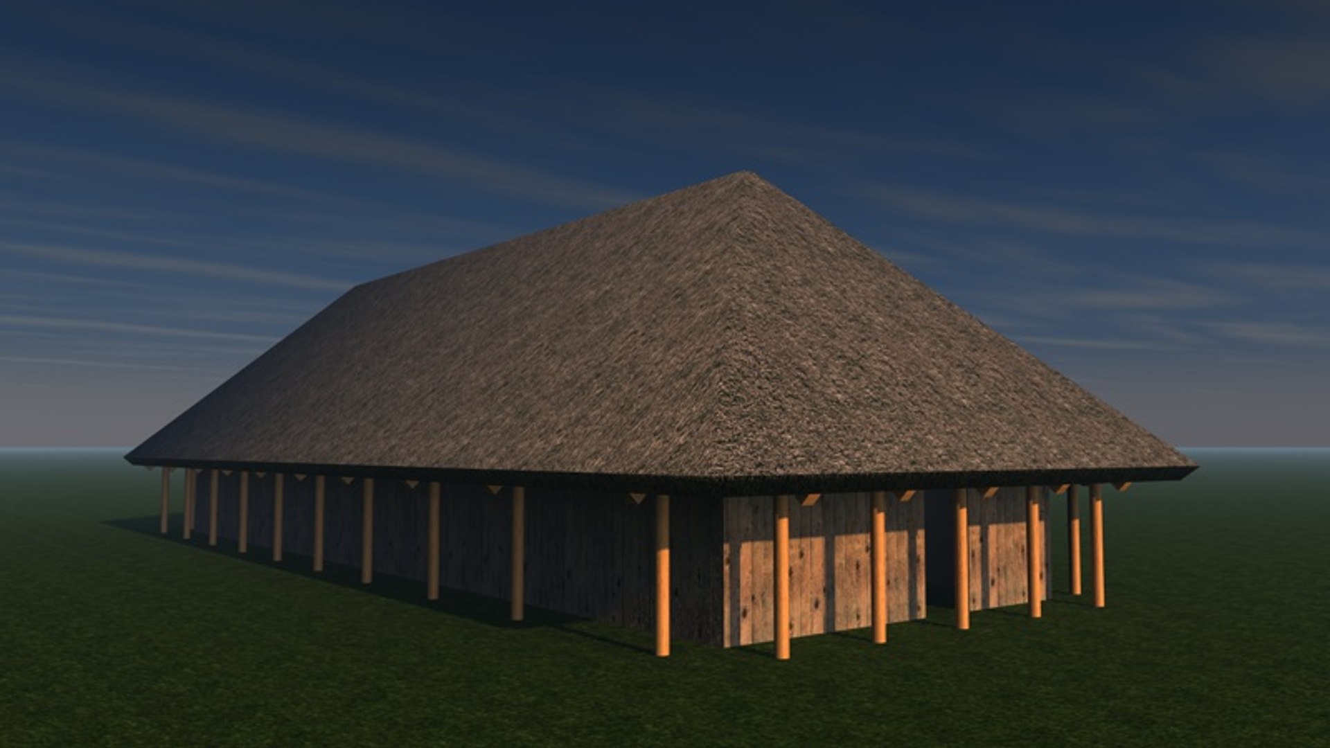 german longhouse mideaval 3d c4d