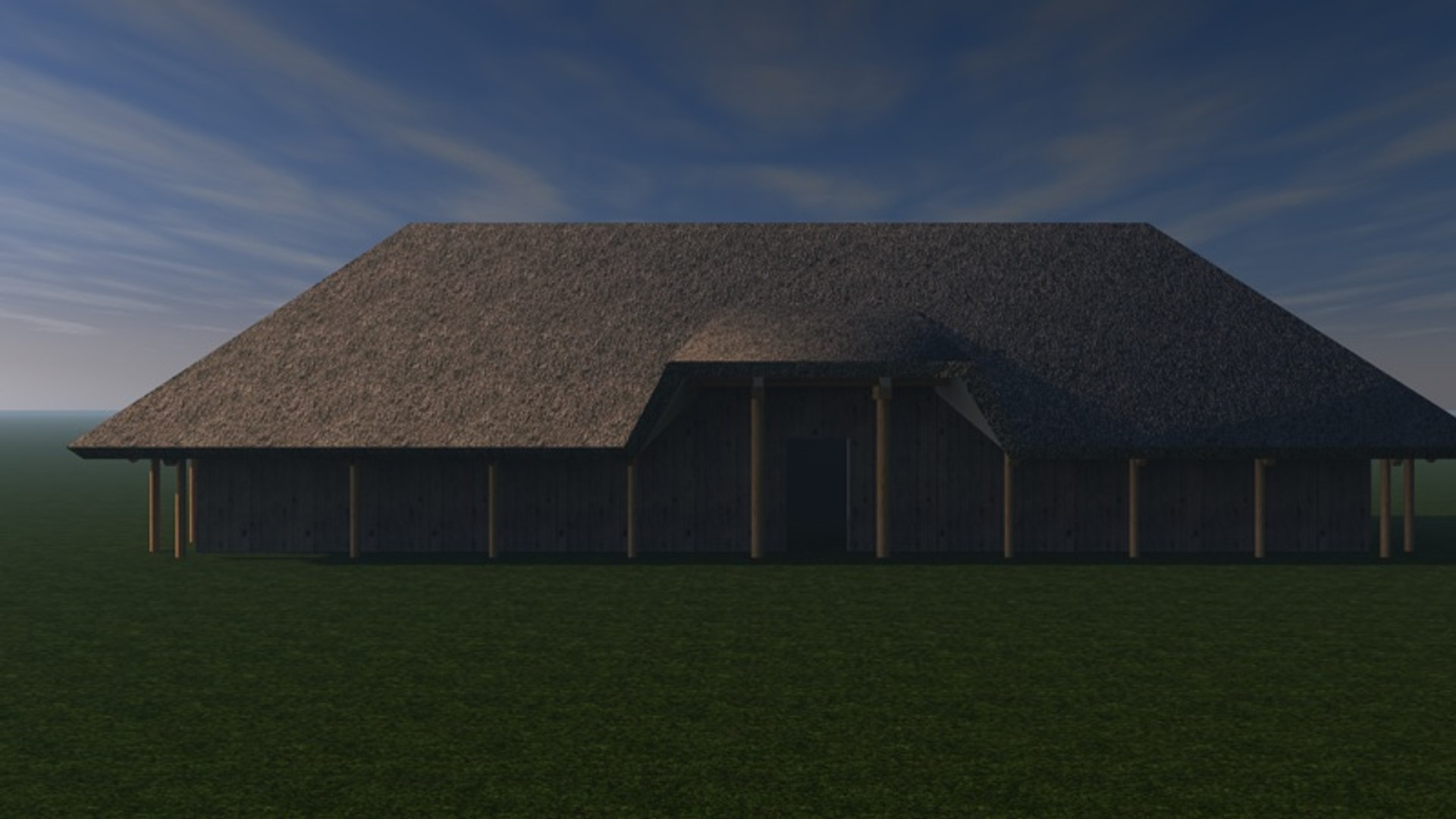 german longhouse mideaval 3d c4d