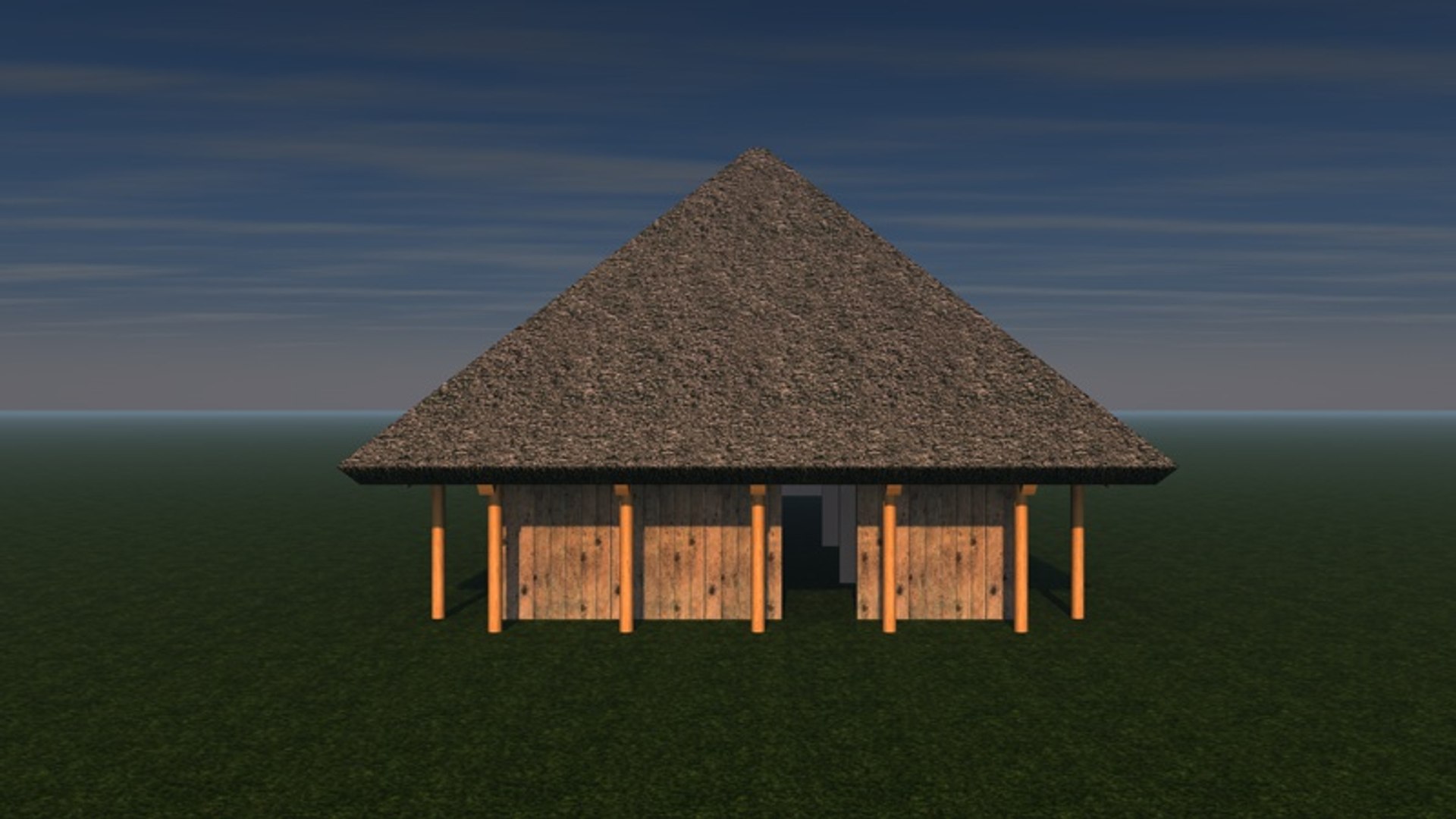 german longhouse mideaval 3d c4d