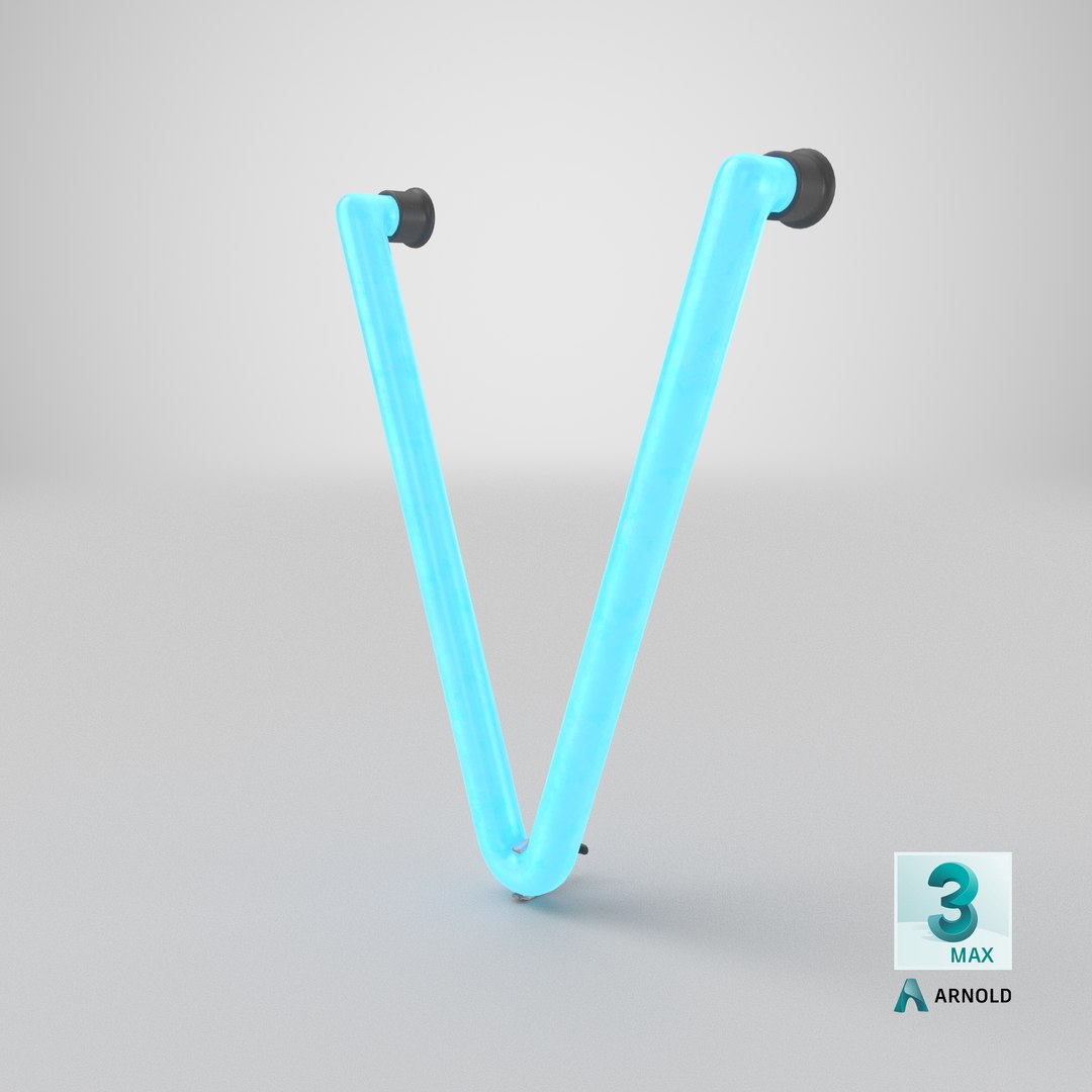 3D neon letter v alphabet - TurboSquid 1639595