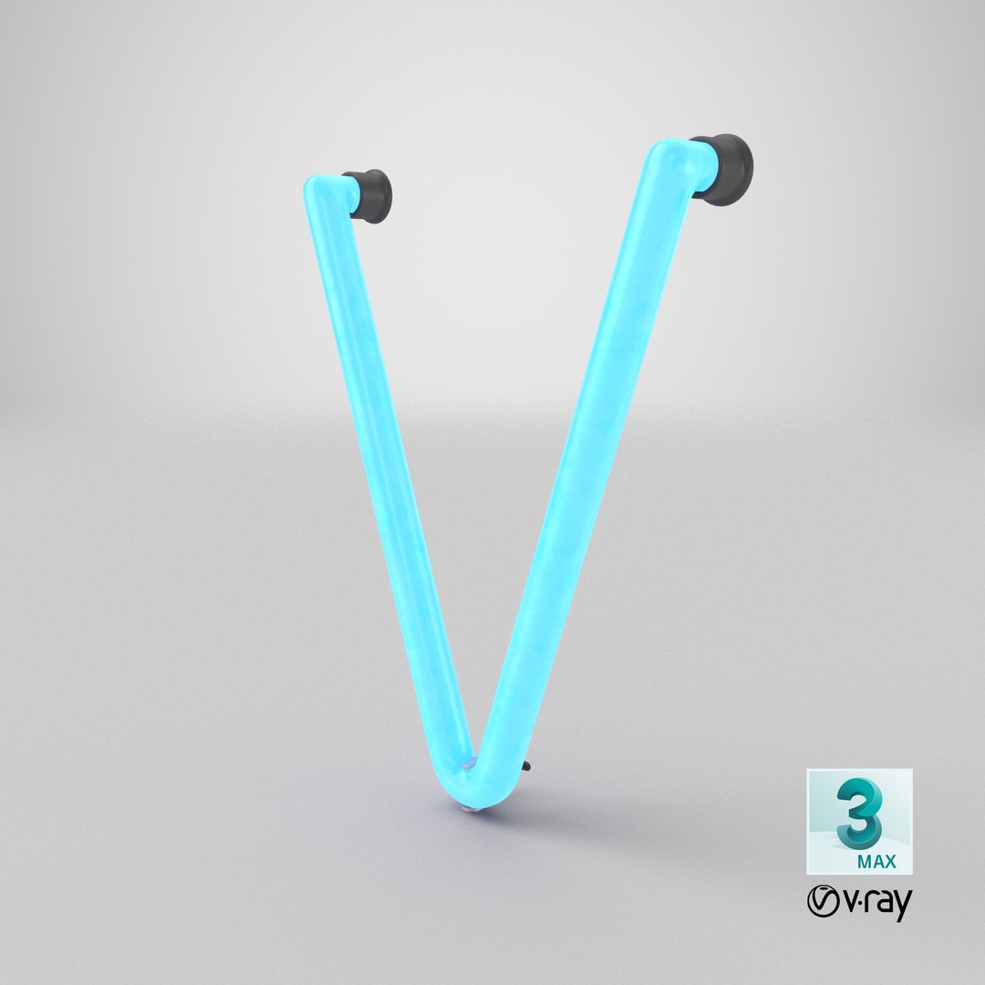 3D neon letter v alphabet - TurboSquid 1639595