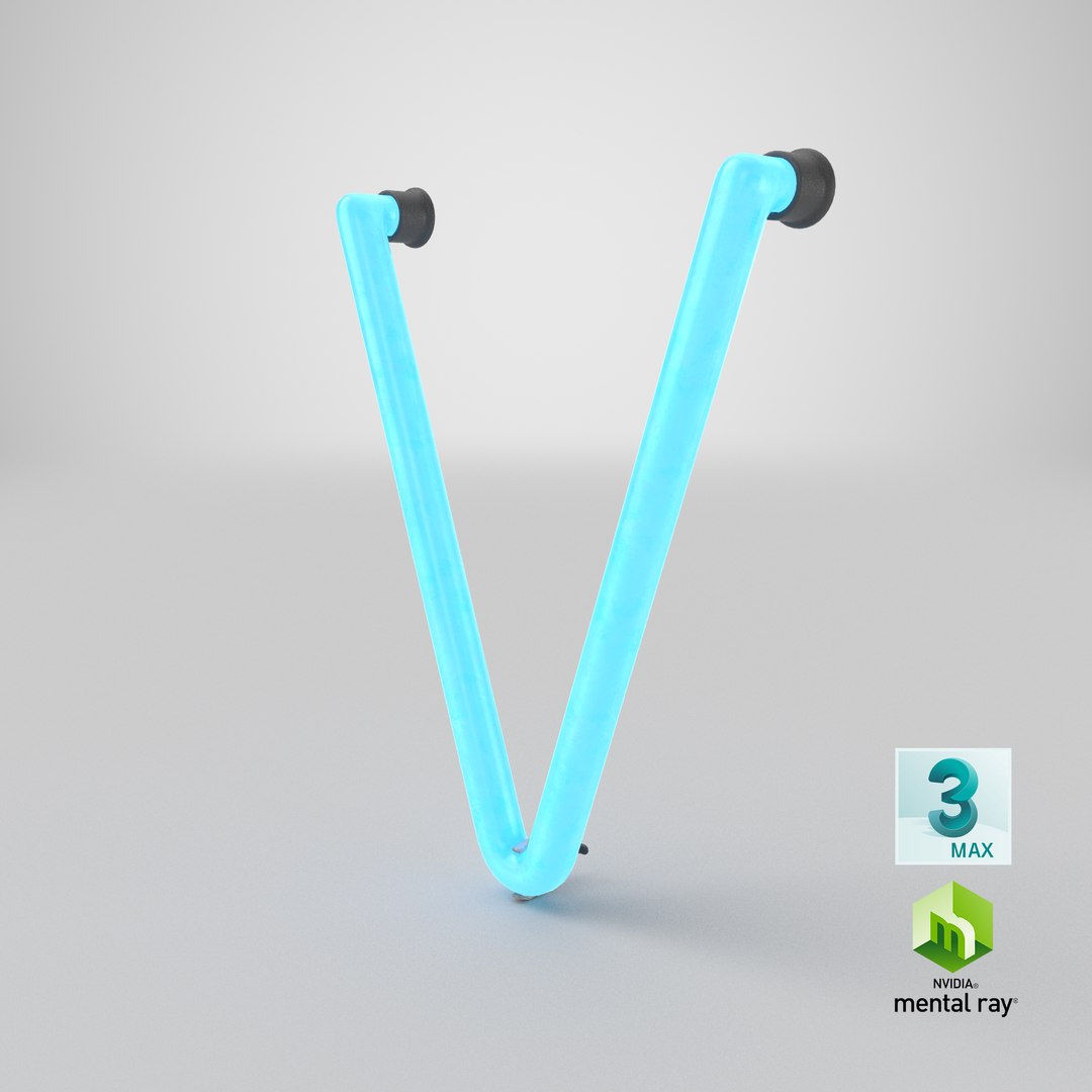 3D neon letter v alphabet - TurboSquid 1639595