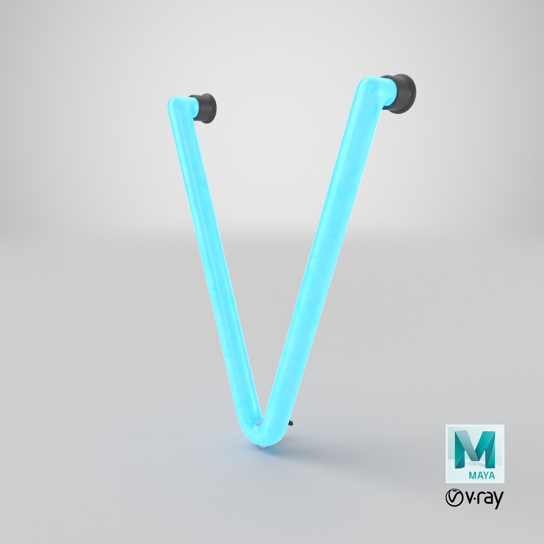 3D neon letter v alphabet - TurboSquid 1639595