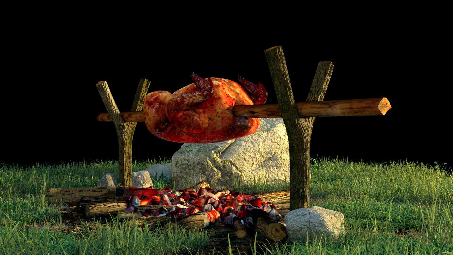 Roasted Chicken On A Stick 3D Model - TurboSquid 1925274