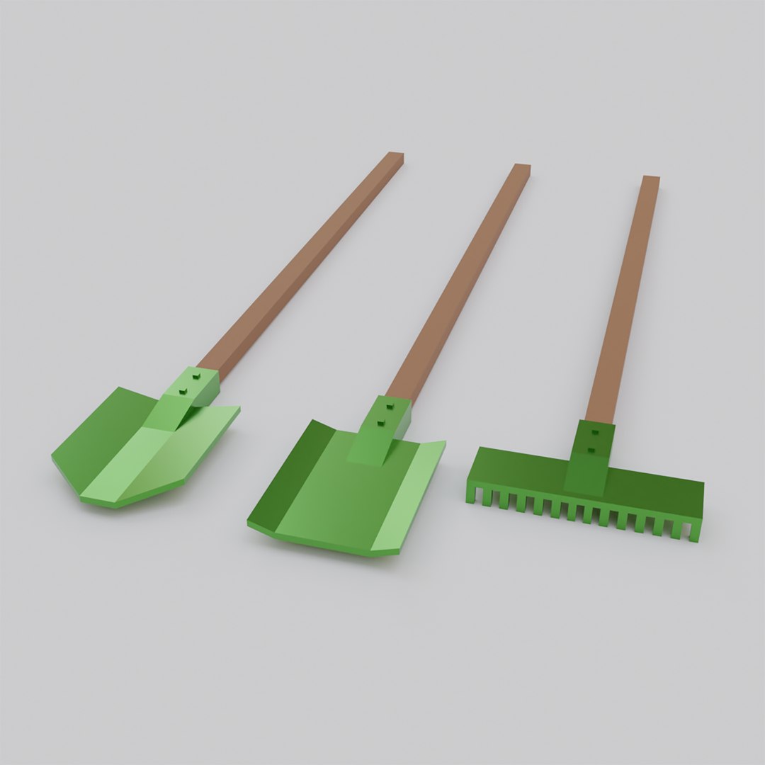 Free Low Poly Rake And Shovel Model - TurboSquid 2204817