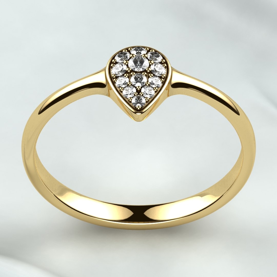 3D Pear Shape Set Diamonds Gold Ring Model - TurboSquid 1893326