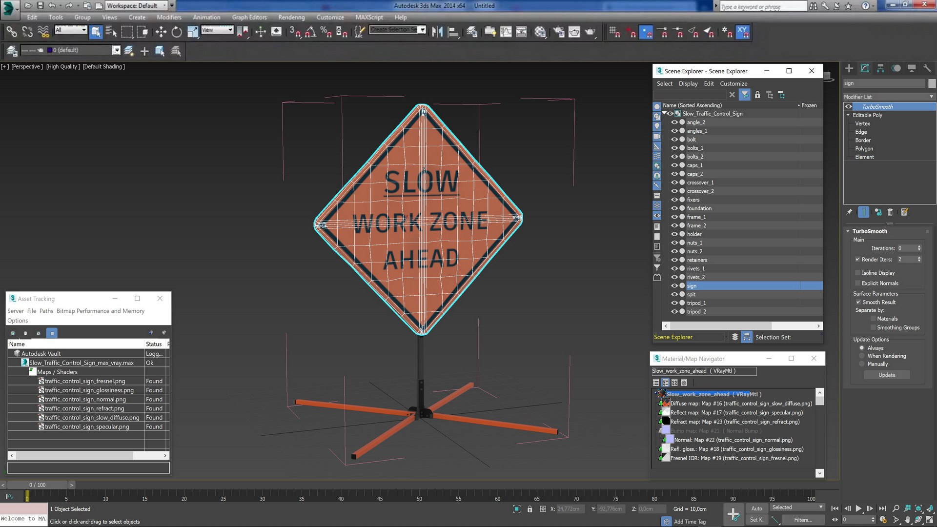 3D Slow Traffic Control Sign - TurboSquid 2007456