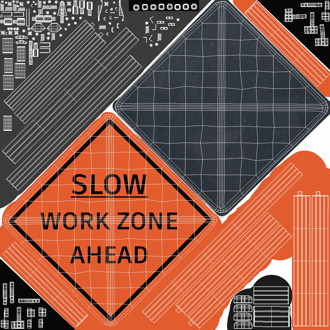 3D Slow Traffic Control Sign - TurboSquid 2007456