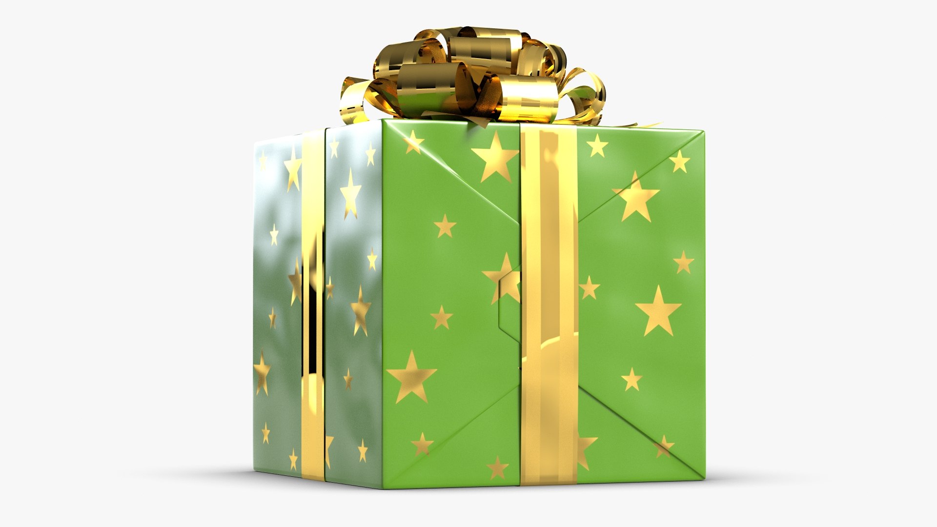 Green Gift Box 3d Model