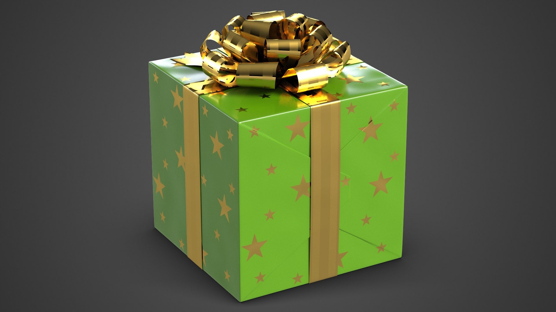 Green Gift Box 3d Model