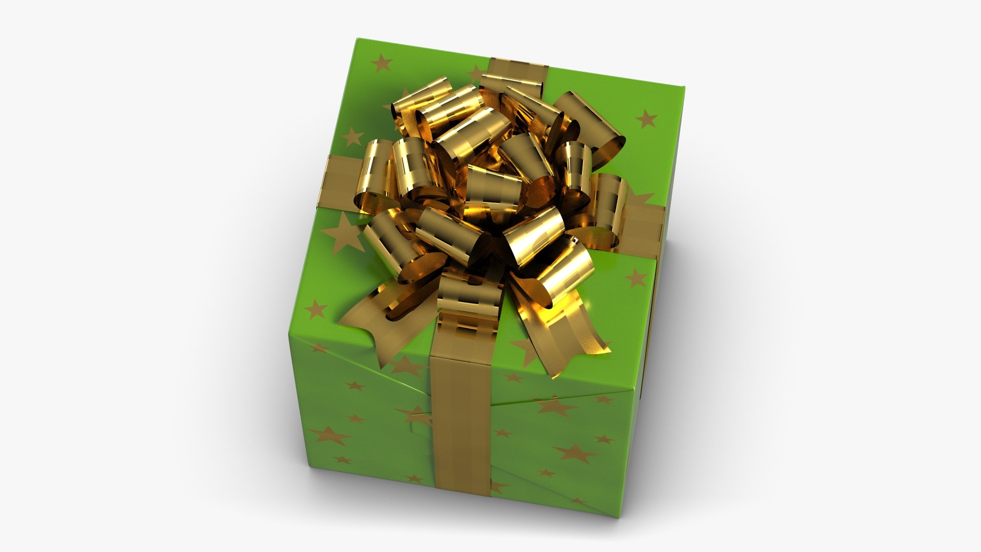 Green Gift Box 3d Model