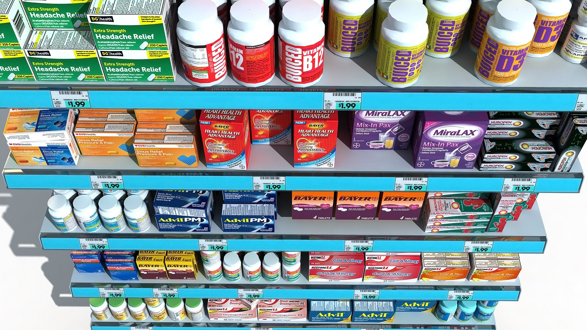Drugstore Pharmacy Shelf Model - TurboSquid 1459810