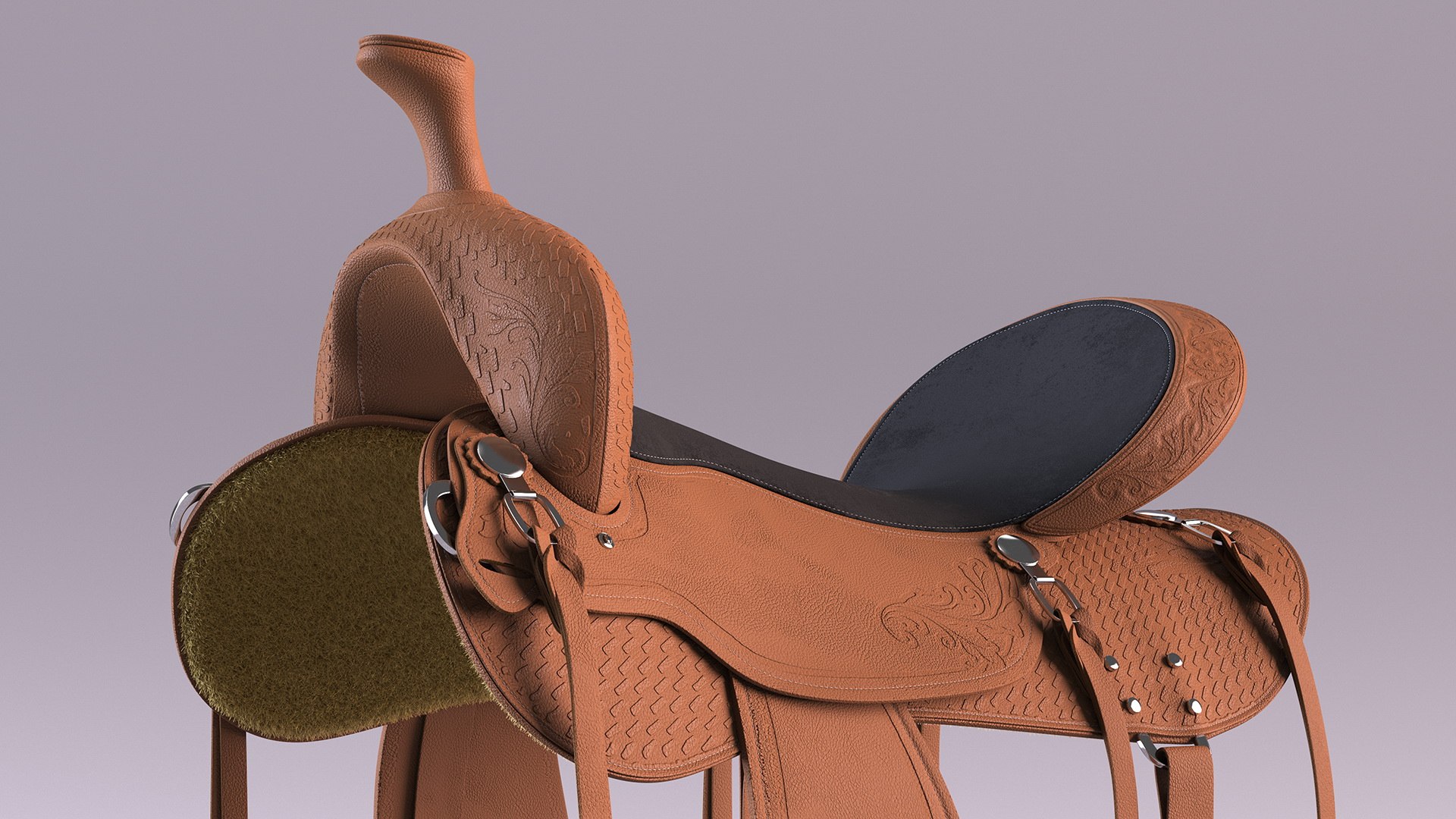 3D Western Trail Saddle Fur Model - TurboSquid 2167690