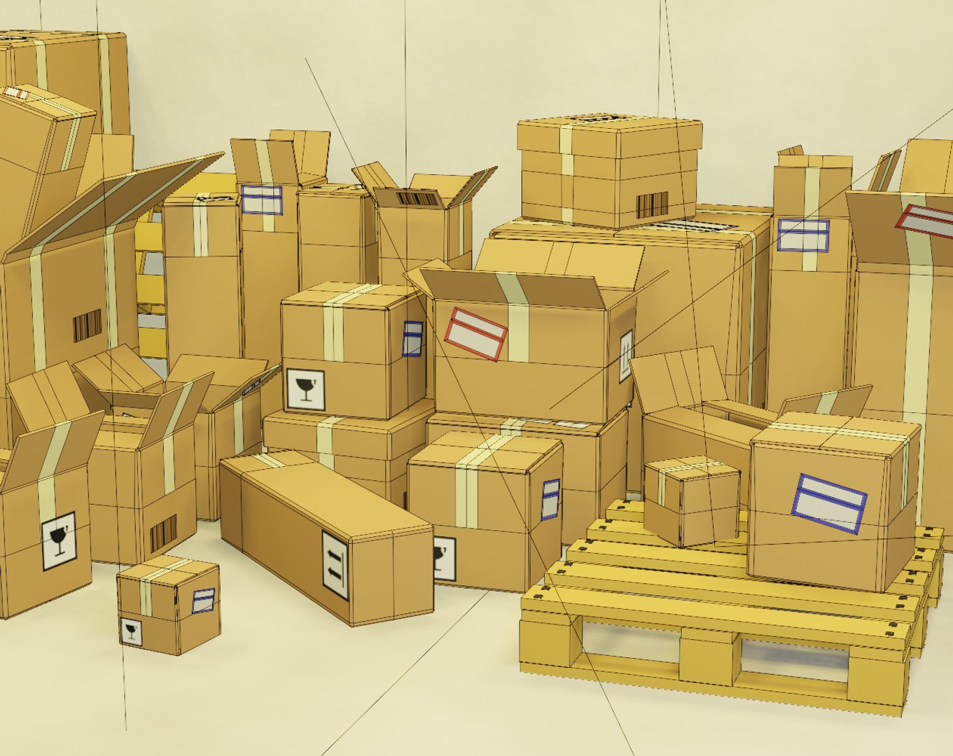 Pack cardboard boxes 3D - TurboSquid 1538992